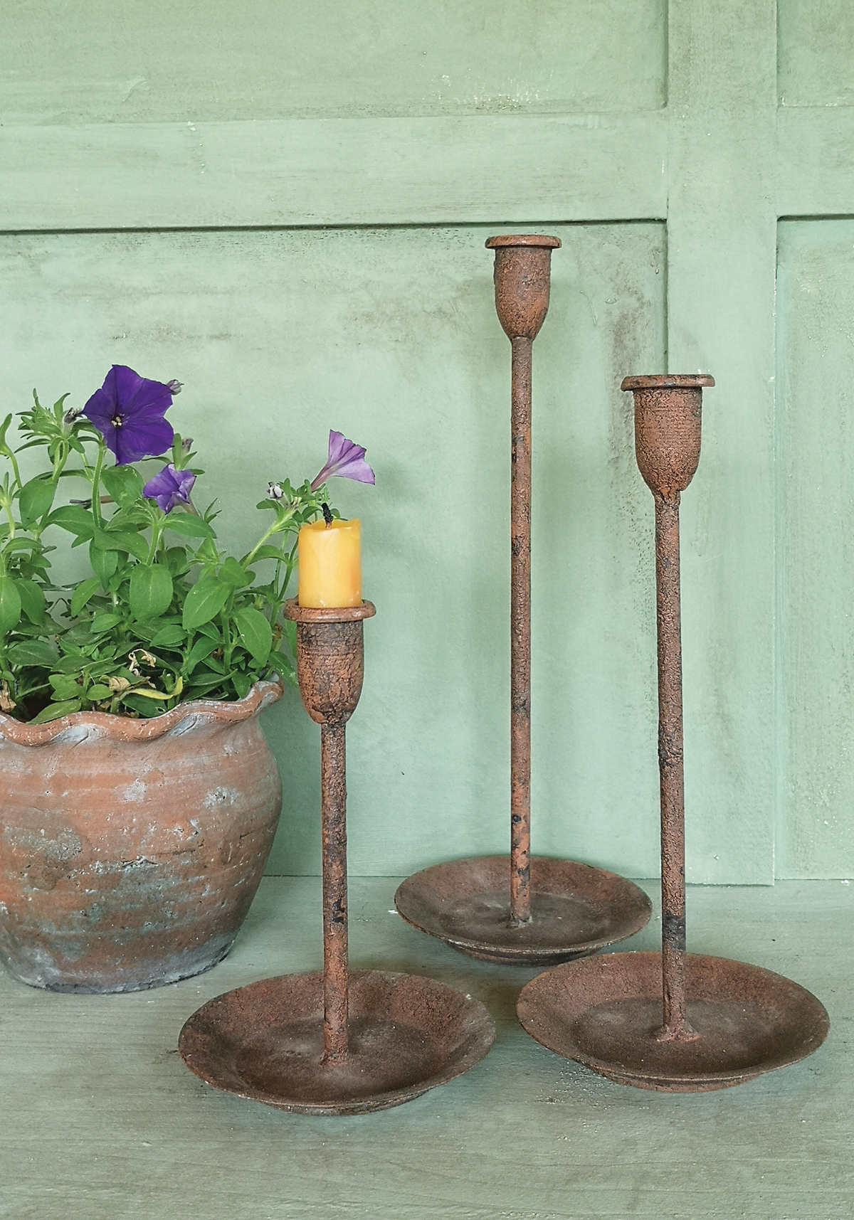SIMPLE CANDLE HOLDER VINTAGE RUST LGE 10x30cm /6 - Casa Verde